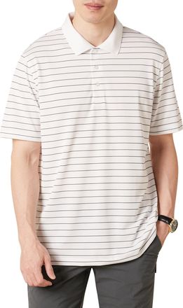 Amazon Essentials Herren Golf-Poloshirt, Feuchtigkeitsableitend Schnell Trocknend, Kurzarm, Schwarz Wei&szlig; Thin Stripe, XXL