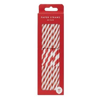 Talking Tables 20 Stück Cocktail-Einweg-Trinkhalme aus Papier, rot und weiß gestreift, für Geburtstag, Hochzeit, Party