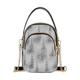 Mnsruu Petit sac &agrave; bandouli&egrave;re en cuir pour femme avec motif sapin et flocon de neige