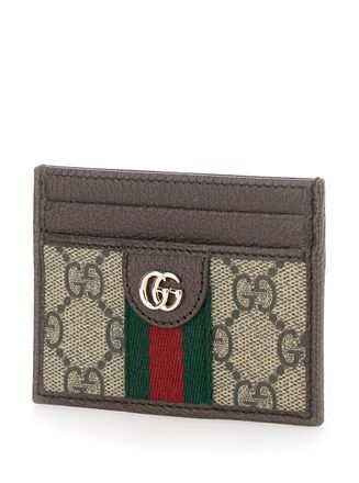 Gucci Womens Card Holder Ophidia Beige Leather Polyurethane Accessory