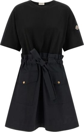 Moncler Femme, Robes, Noir, Taille: 38 FR Belted Mini Dress