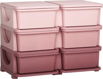 HOMCOM Schubladenschrank für Kinder mit Stauraum Aufbewahrungsboxen Spielzeug-Organizer Spielzeugkiste sechs Ebenen für Kinderzimmer 3-6 Jahre Kindermöbel