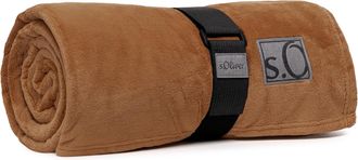 s.Oliver Kuschelsoft Decke 150x200 cm - flauschig, warm & waschbar, Kuscheldecke Cognac Uni