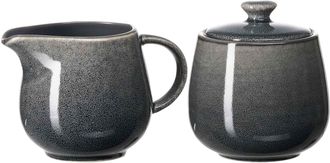 Ritzenhoff & Breker Toledo Milch- und Zucker-Set, Milchk&auml;nnchen (320 ml) und Zuckerdose (350 ml) f&uuml;r 6 Personen, Skandinavisches Design mit Reaktivglasur, Steinzeug, Dunk