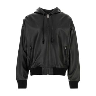 Loewe Homme, Vestes, Noir, Taille: L Veste &agrave; capuche en cuir dagneau Nappa