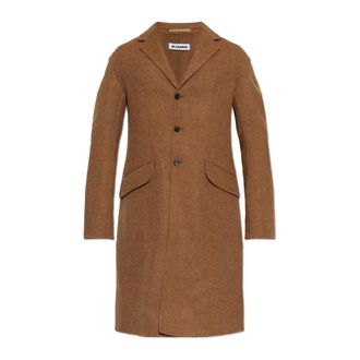 Jil Sander Wollmantel mit Einzelschlitz - - Coats - Herren - Braun - L