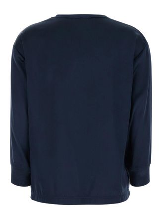 Jucca Womens Top Round Neck Long Sleeve Blue Viscose Blouses Shirt