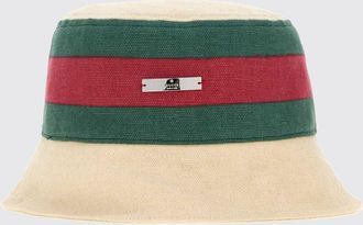 Gucci Chapeau bob en toile de coton &agrave; rayures avec d&eacute;tail Web