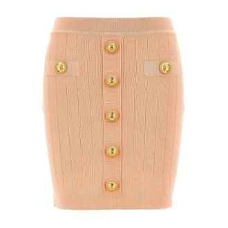 Balmain Puderrosa Gerippter Taillenrock - - Skirts - Damen - Rosa - XS