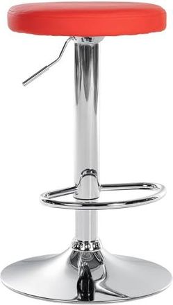 Clp Tabouret de Bar Ponte Similicuir I Chaise réglable en Hauteur, Couleur:Rouge, Couleur du Cadre:Chrome