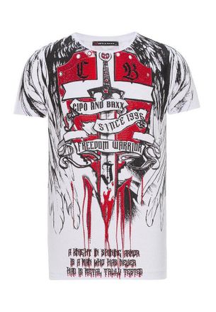 Cipo & Baxx T-Shirt T-Shirt mit coolen Prints, Vorder- und R&uuml;ckseite