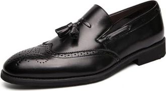 Generic Mocassins en cuir pour homme - Chaussures de smoking à enfiler pour événements formels, bals, mocassins de luxe et vêtements décontractés, Noir, 39 2/