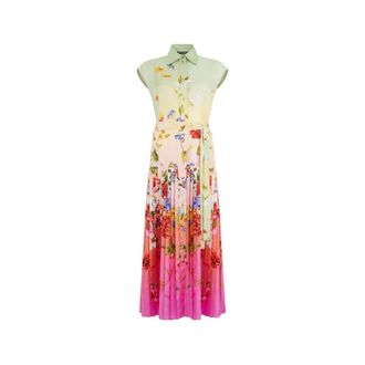 Roberto Cavalli Langes Seidenkleid mit Miami-Blumenmuster - - Dresses - Damen - Mehrfarbig - L