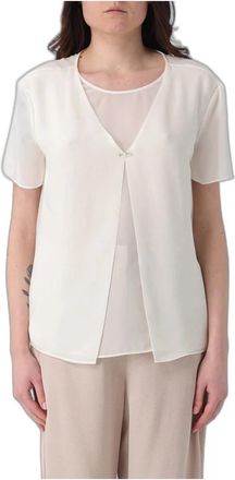 Emporio Armani Flie&szlig;endes Oberteil mit Chiffoneinsatz - - Blouses & Shirts - Damen - Wei&szlig; - L