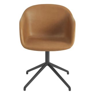 MUUTO Chaise Fiber avec accoudoirs en cuir Muuto