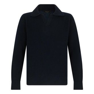 Roberto Collina Bicolor Woll-Kaschmir Polo-Pullover - - Knitwear - Herren - Blau - S