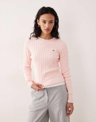 GANT Pull en maille torsad&eacute;e - Rose abricot