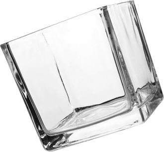 DOITOOL Quadratische Glasvase Dickes Klares Glas Hydroponisch Geeignet Schlichte Tischdekoration für Zuhause und Büro Stabile Eckige Blumenvase Pflegeleicht u