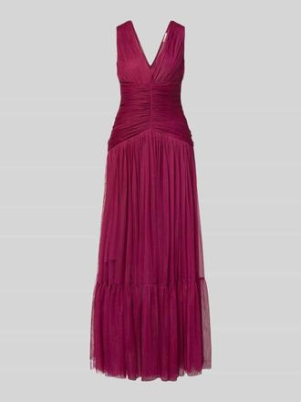 Lace & Beads Maxikleid aus Mesh mit V-Ausschnitt