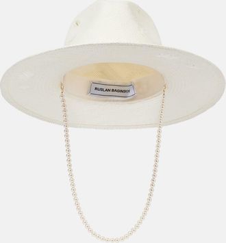 Ruslan Baginskiy Fedora-Hut aus Stroh mit Zierperlen