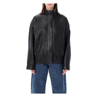 Acne Studios Femme, Vestes, Noir, Taille: 38 FR Leather Bomber 80s