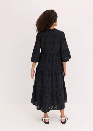 Bonprix Midikleid aus reiner Baumwolle, A-Linien-Passform, 3/4-&Auml;rmel, mit Stehkragen