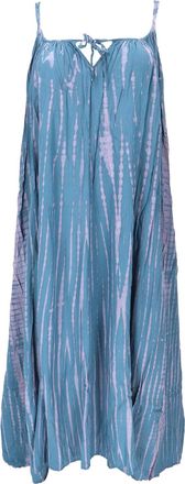 Guru Shop Batik Maxikleid, Boho Strandkleid, Luftiges H&auml;ngerchen, 7/8 Sommerkleid - Taubenblau, Damen, Synthetisch