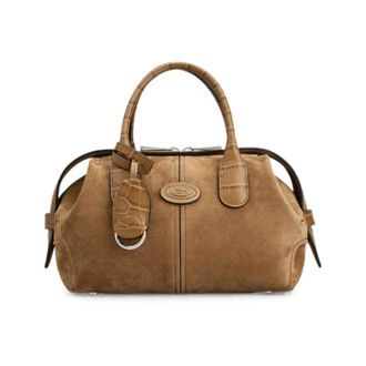 Tod's Tote-Bag aus Wildleder mit Krokodilpr&auml;gung - - Bags - Damen - Braun - ONE SIZE