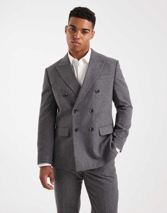Jack & Jones Premium - Locker geschnittene Anzugjacke aus Wolle in Grau