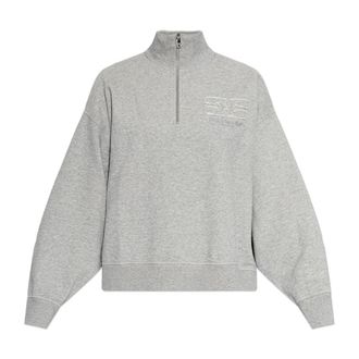 Ganni Half Zip Sweatshirt - - Sweatshirts & Hoodies - Damen - Grau - XS