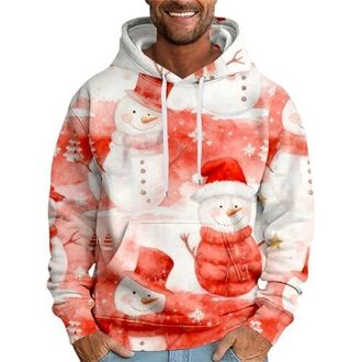 Generic Sweat à capuche de Noël fantaisie pour homme, pull de Noël 2025 fantaisie moche imprimé graphique 3D sweatshirt, pull décontracté pour fêtes de fin da