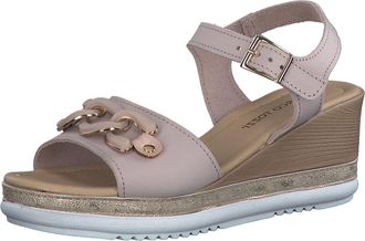 Marco Tozzi Damen Sandalen mit Keilabsatz mit Verstellbarem Riemen aus Leder, Rosa (Rose Nubuck), 39 EU