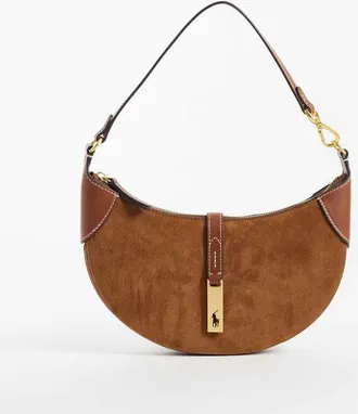 Polo Ralph Lauren Schultertasche aus Leder mit ID in Hellbraun