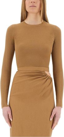 Max Mara Viscose Crepe Crop Top - Beige