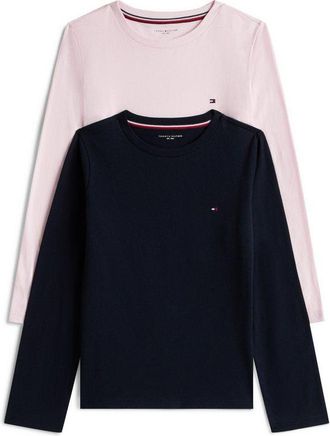 Tommy Hilfiger T-Shirt 2PK LS TEE (Packung, 2-tlg., 2er) mit Logostickerei