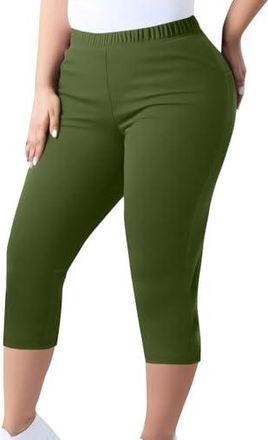 Generic Pantacourt pour femme - Taille élastique - Longueur 3/4 - Legging dété décontracté - Pantacourt grande taille - Pantacourt dentraînement - Couches de 