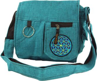 Guru Shop Schultertasche, Hippie Tasche - Blau, Unisex - Erwachsene, Baumwolle, 23x28x15 cm