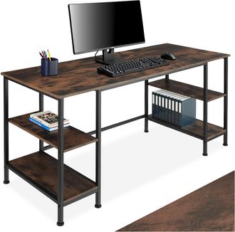 TecTake Industrial Bürotisch mit 4X Ablage Schreibtisch, 137x55x75 cm, Computertisch, PC Tisch, Gaming Desk, Arbeitstisch, Möbel für Arbeitszimmer, Industrial