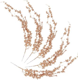 Amosfun Künstliche Beerenzweige Golden Schaum Beeren Dekozweige DIY Blumenarrangement Blumenstrauß Zweige für Vase Weihnachtskranz Basteln 5pcs Party Festival