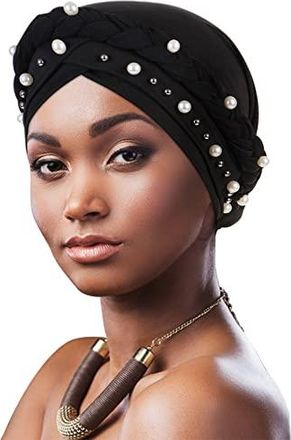 Dreshow Femmes Africaine Turban pré-noués Tresse Torsadée Bonnet Chimio Casquette de Perte de Cheveux Chapeau