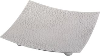 NKlaus Kerzenteller viereckig 10x10cm Messing Silber poliert Kerznehalter Untersetzer 10609