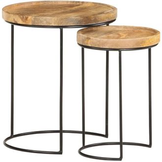 vidaXL vidaXL 2-tlg. Couchtisch-Set Massivholz Mango und Stahl