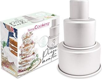 ScrapCooking 3 Aluminiumformen für Hochzeitstorten - Wedding Cake - Etagenkuchen Hochzeit - Set 3er Edelstahl Backform - Geburtstag, Hochzeit, Etagenkuchen - 1899,