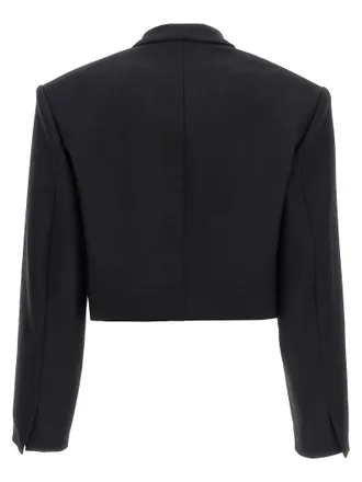 DAVID KOMA Cropped Stretch Wool Blazer - Black