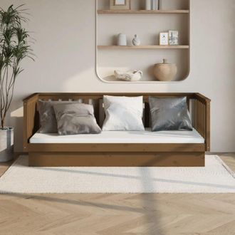 vidaXL Lit de jour Marron miel 100x200 cm Bois de pin massif