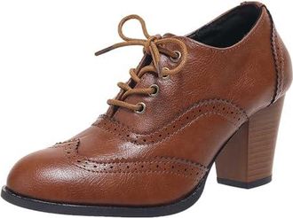 Generic Chaussures &agrave; talons hauts tendance pour femme avec bout rond et talon &eacute;pais, chaussures &eacute;l&eacute;gantes pour les loisirs, chaussures confortables, antid&eacute;rap