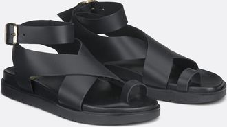 La Redoute Collections Sandales Entre-doigt Compensées En Cuir À Bride