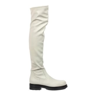 Elena Iachi Stretch Leder Overknee-Stiefel - - Shoes - Damen - Beige - 36 EU