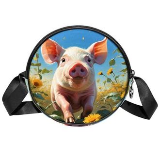 Generic Sac &agrave; bandouli&egrave;re rond pour femme, petit sac &agrave; bandouli&egrave;re avec fermeture &eacute;clair, bretelles r&eacute;glables, style d&eacute;contract&eacute;, pour femmes et filles