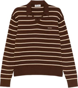 Miu Miu Striped V-neck T-shirt